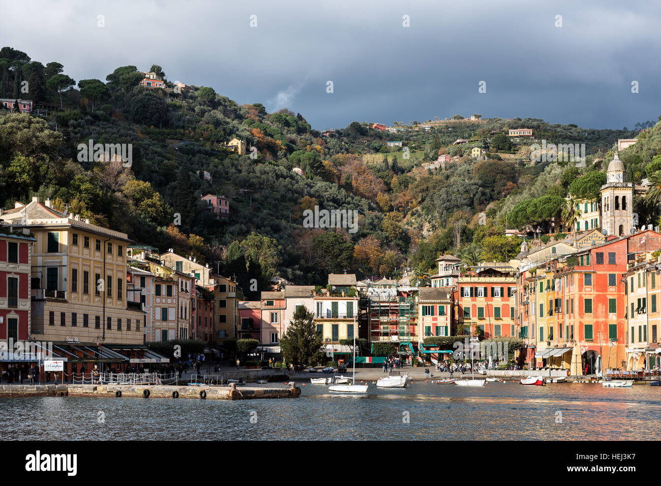 PORTOFINO, ITALY - DECEMBER 2016: View on Portofino town with color ...
