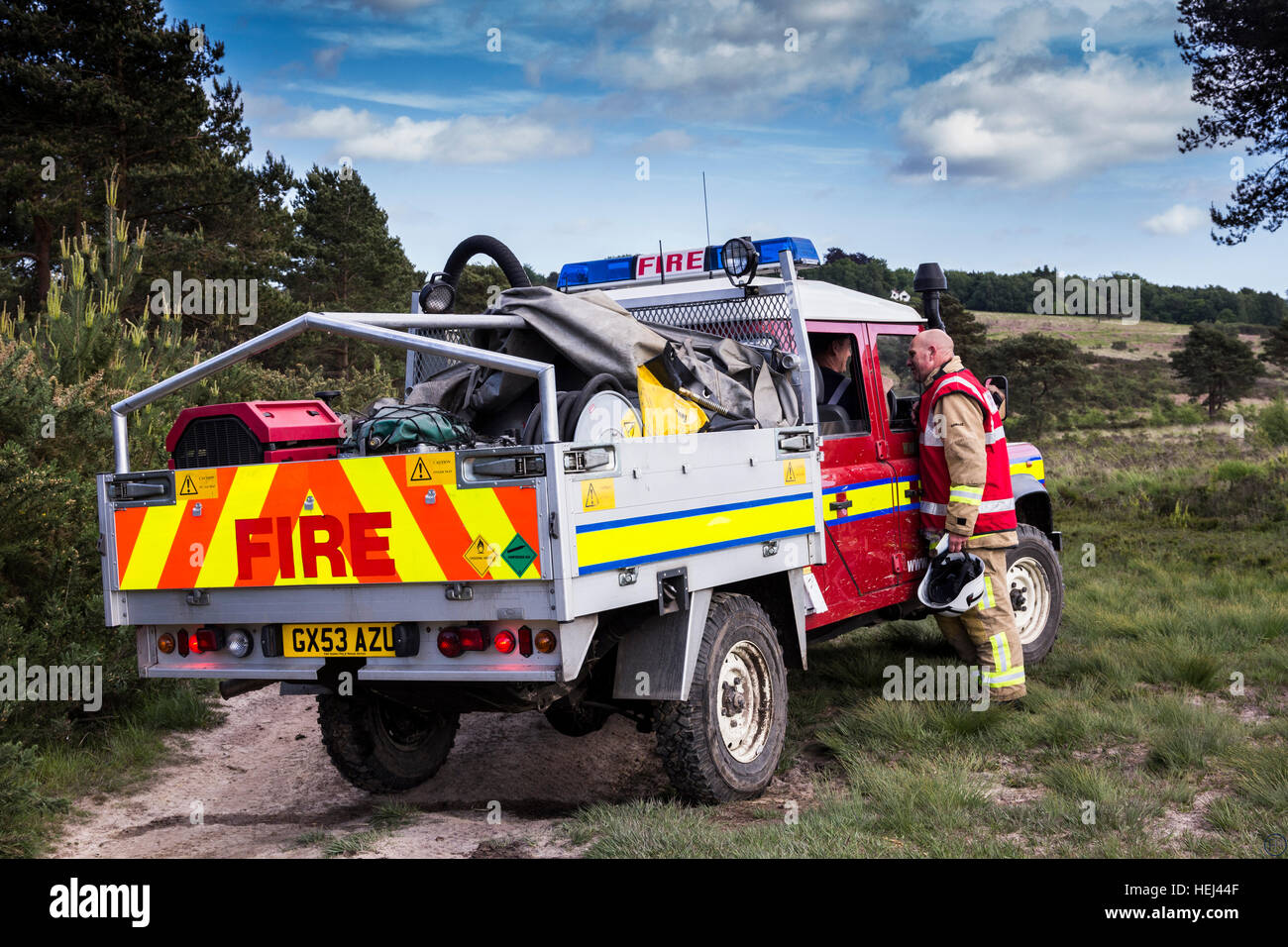 Fire & Rescue Land Rover seen at a Forest Fire in 2015 Stock Photo - Alamy