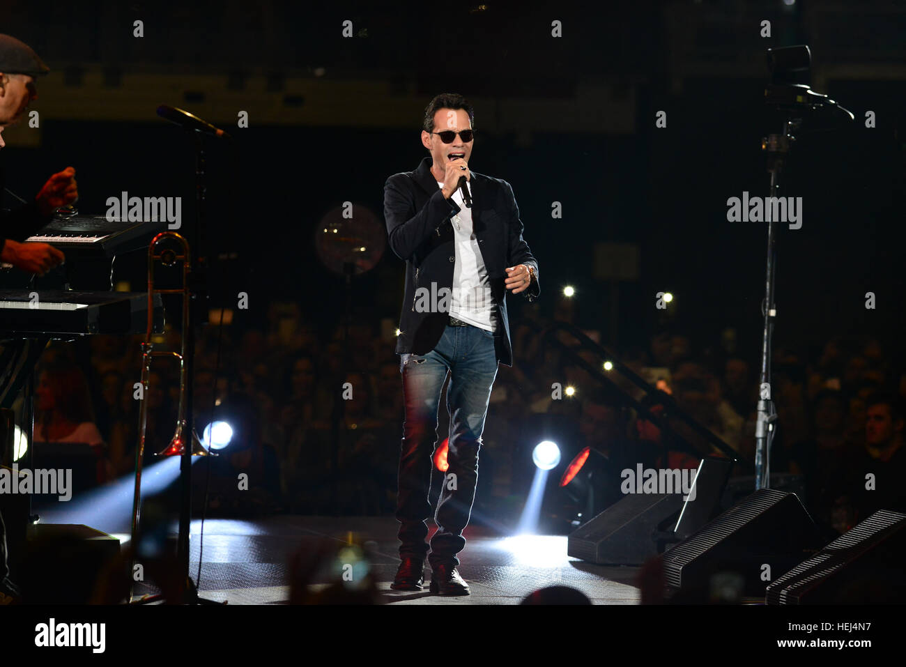 Marc Anthony performs onstage at American Airlines Arena in Miami ...