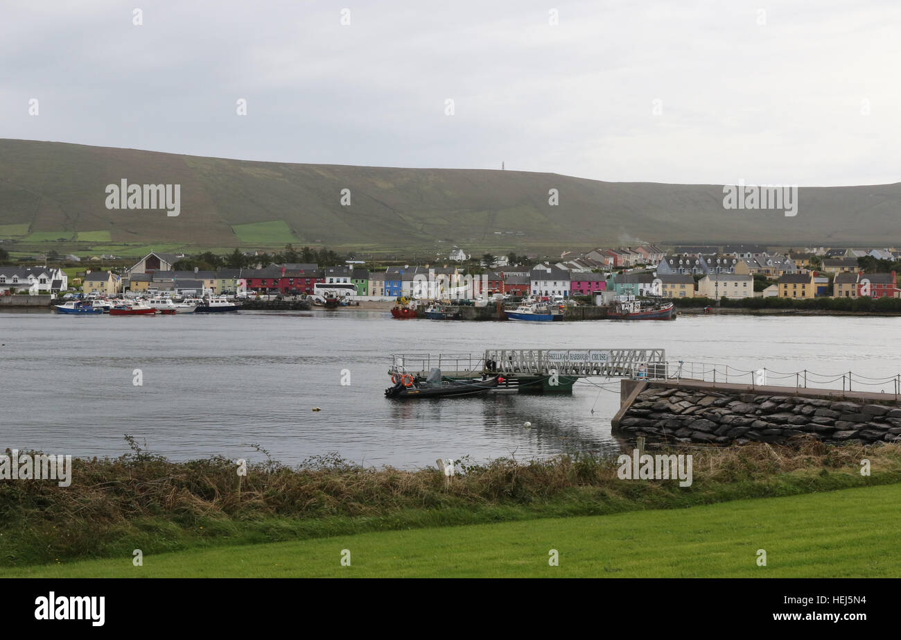 Portmagee Harbour and the village of Portmagee in County Kerry, Ireland ...