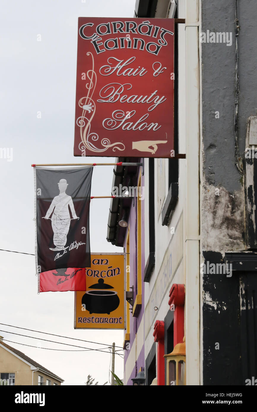 Street and signs in Waterville, County Kerry, Ireland Stock Photo - Alamy