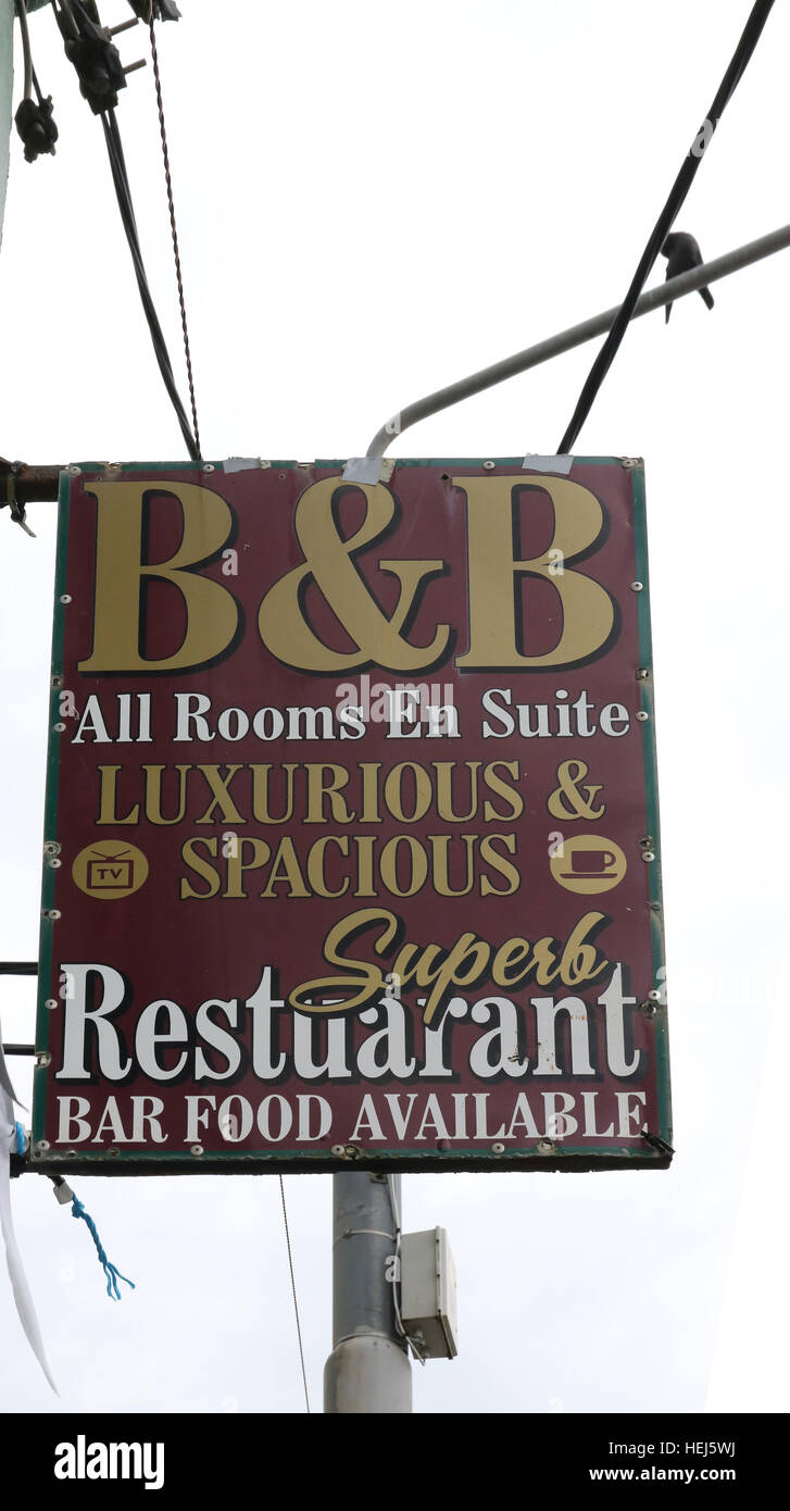Sign for B&B rooms and restaurant in Waterville, County Kerry, Ireland ...