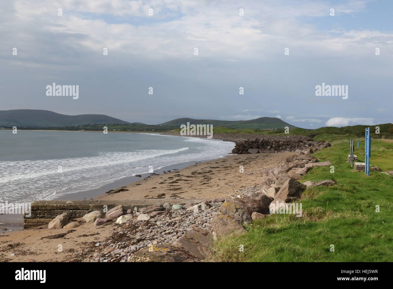 The beach at Waterville, County Kerry, Ireland, running alongside the ...