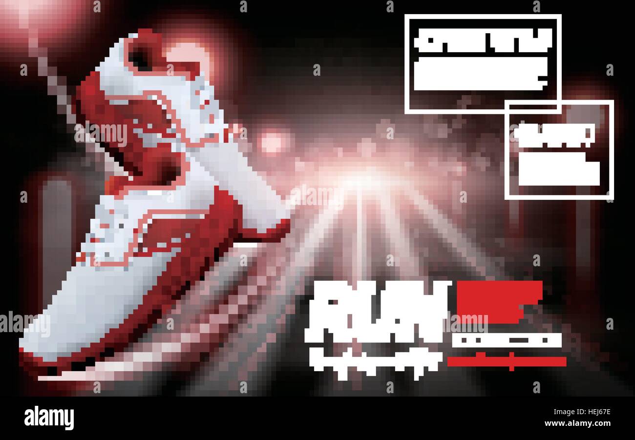 red running shoes with special effects, 3d illustration Stock Vector ...
