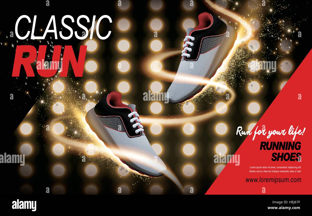 black and white running shoes with special effects, 3d illustration ...