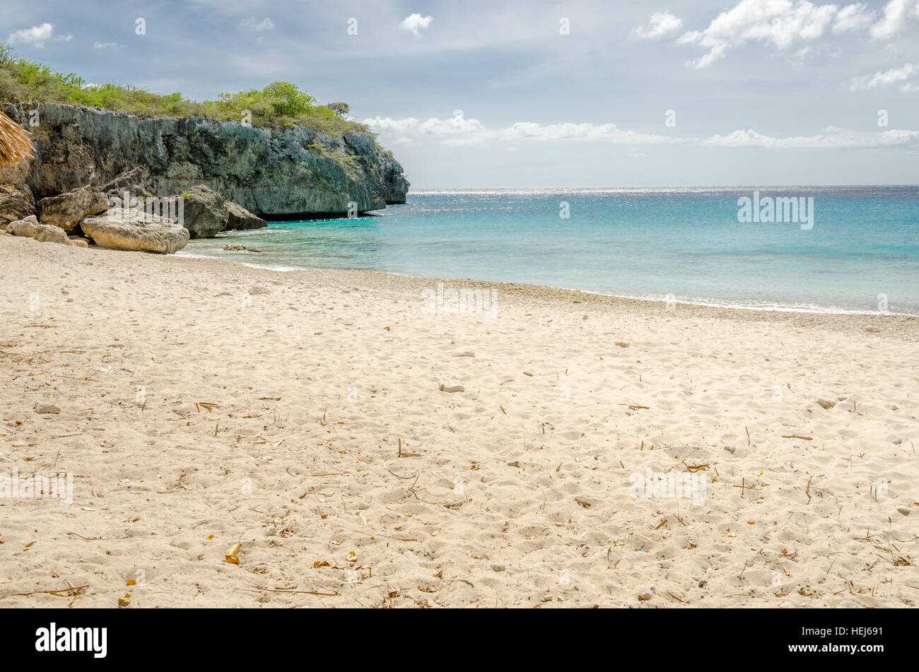 The beautiful Grand Knip Beach in the Dutch Antilles the island of ...