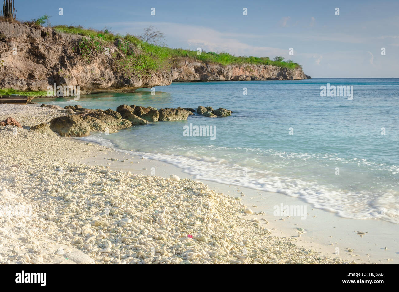 The Porto Mari white sand Beach with blue sky and crystal clear blue ...