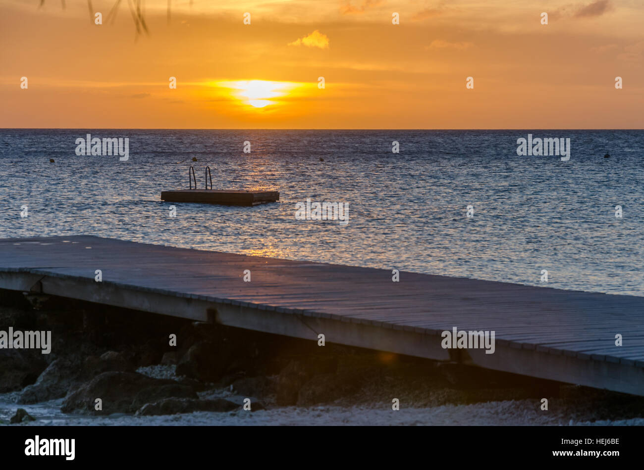Amazing Sunset at the Porto Mari white sandy Beach with blue sky and ...
