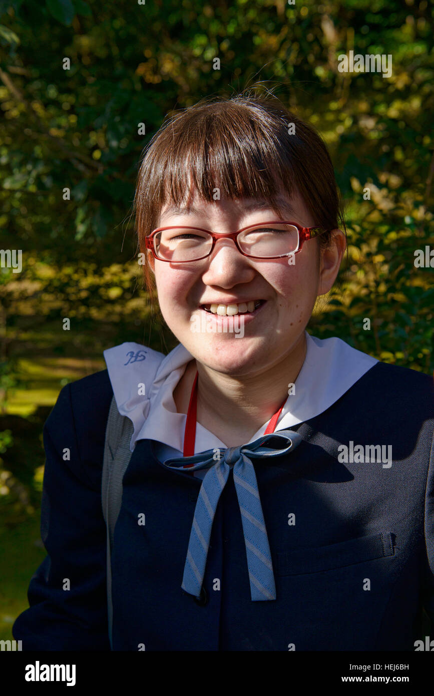 Junior high school girl's portrait, Kyoto, Japan Stock Photo - Alamy