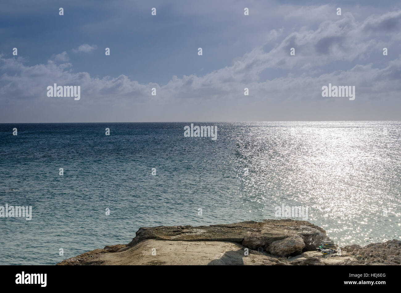 Panorama view of the image taken from Malmok Beach, Aruba, in the ...