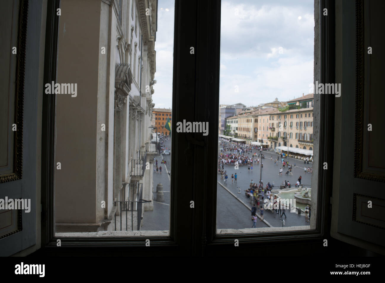 Navona square in Rome view through a window Stock Photo - Alamy