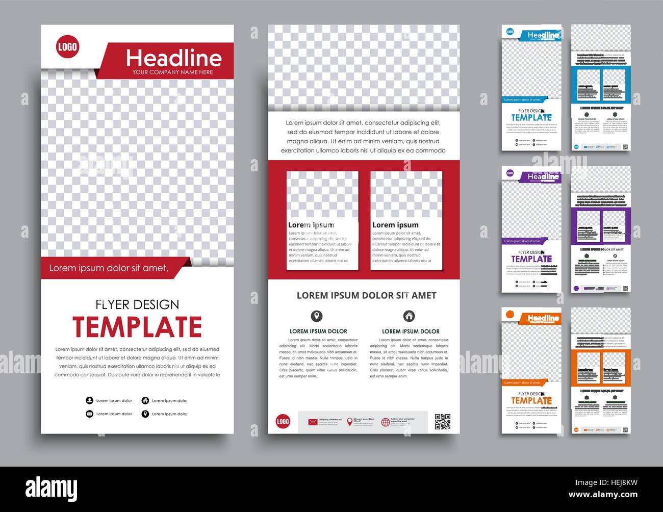 Design flyers narrow in 4 color options. Template with a place for a ...