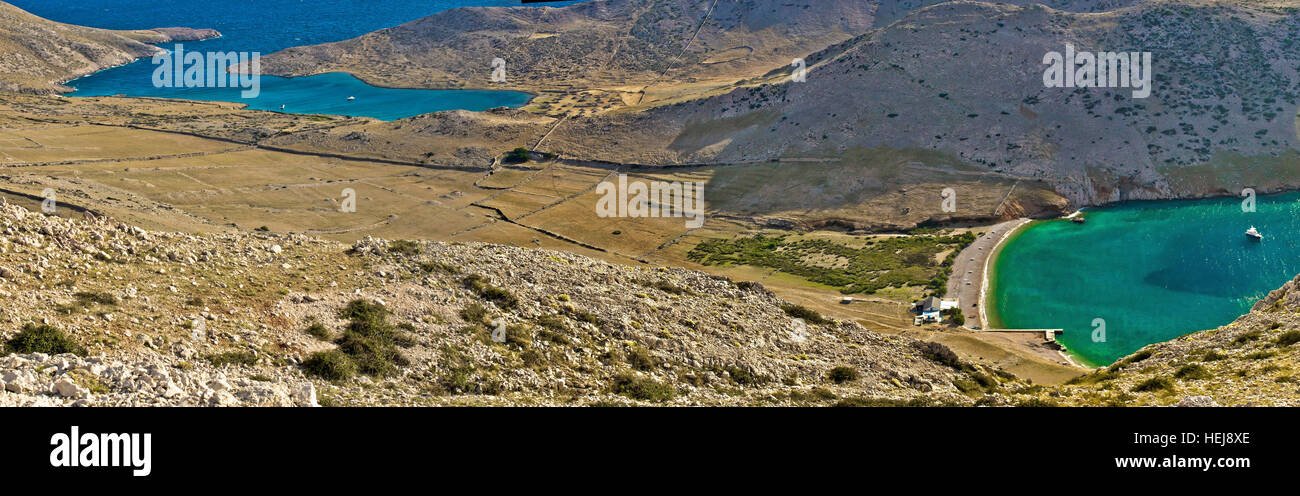 Island of Krk green and blue yachting bay, Mala luka lagoon in stone ...