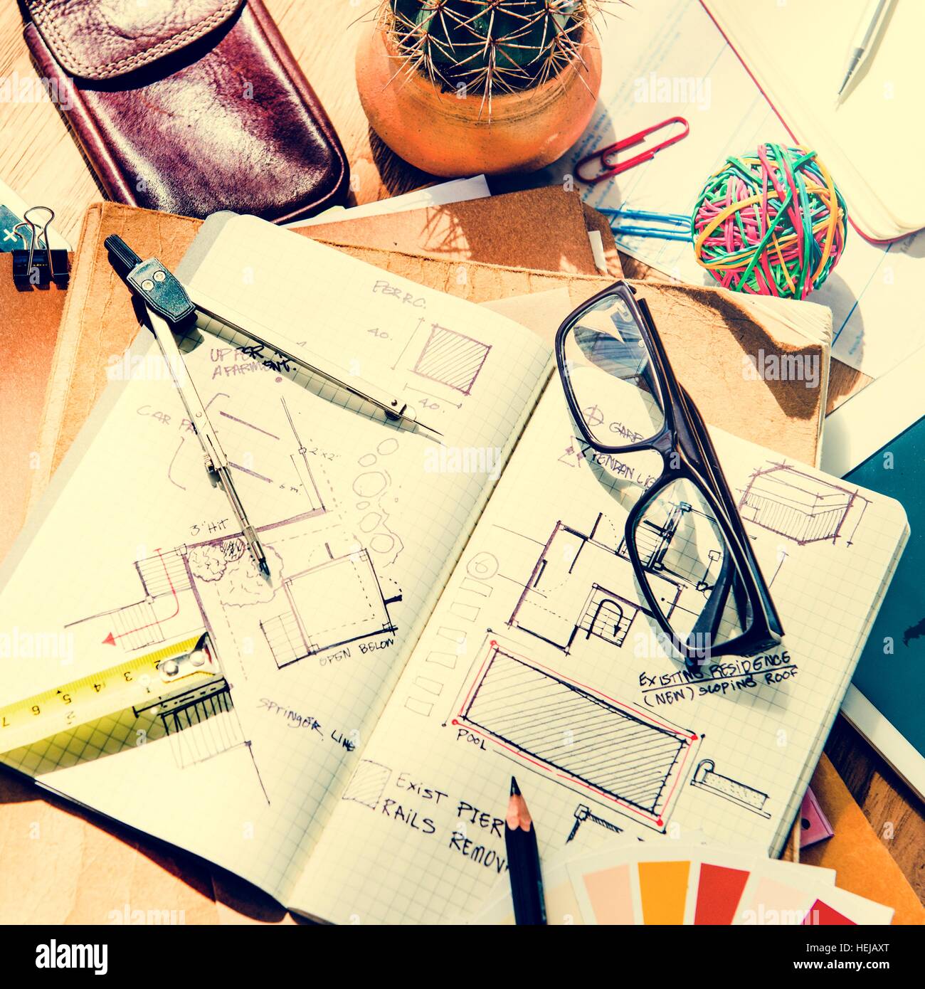 Blueprint Architecture Draft Interior Design Concept Stock Photo - Alamy