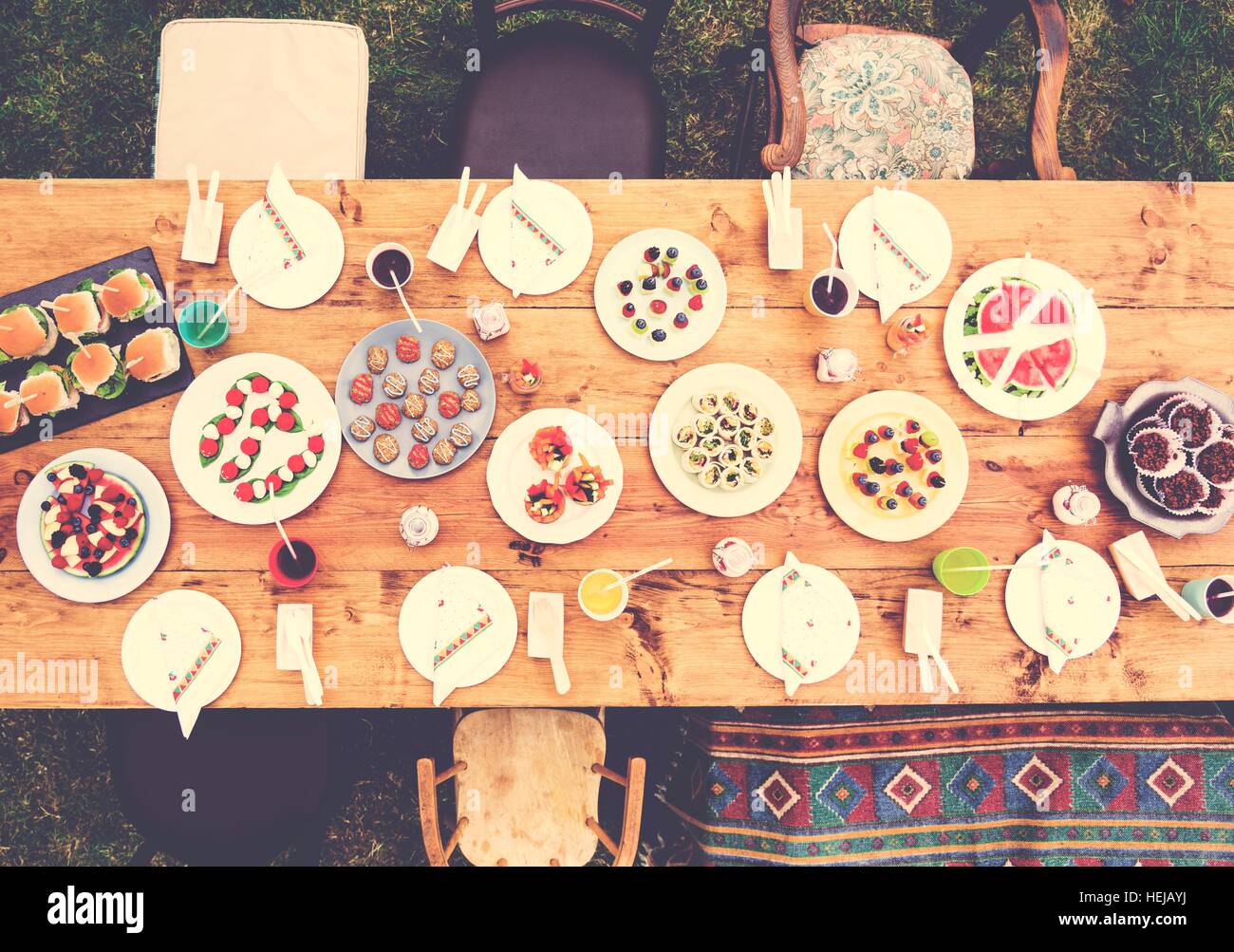 Table Setting Food Celebration Party Concept Stock Photo - Alamy