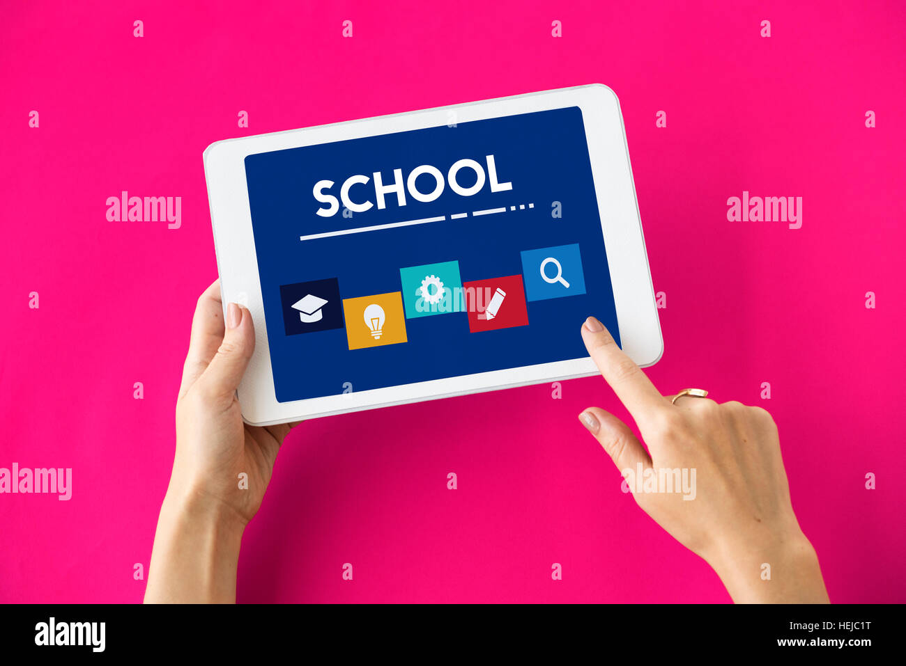 Education School Icon Boxes Concept Stock Photo - Alamy