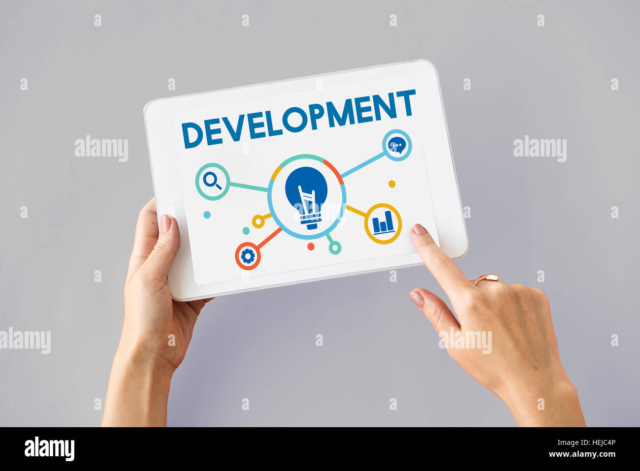 Ideas Development Icons Word Concept Stock Photo - Alamy