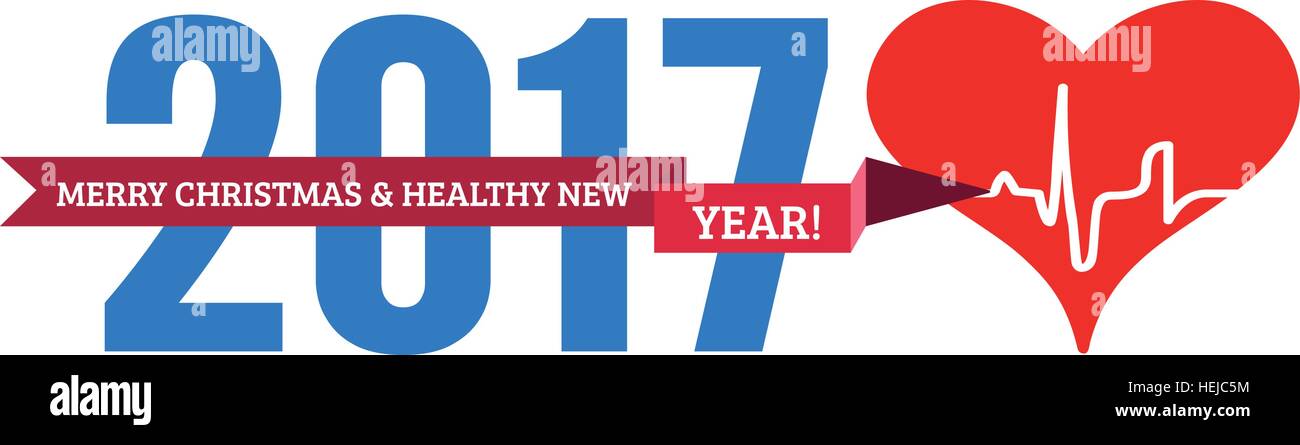Congratulations to the healthy new year with a heart and cardiogram ...
