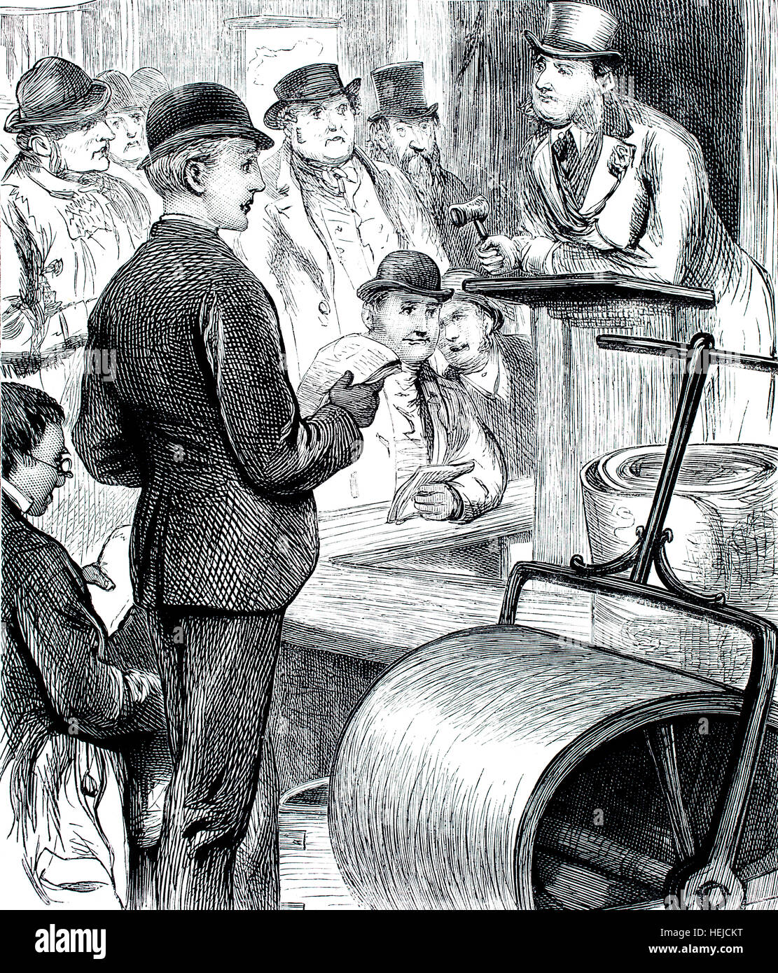 The Sale At The Hall, auction scene, illustration from 1884 Chatterbox ...