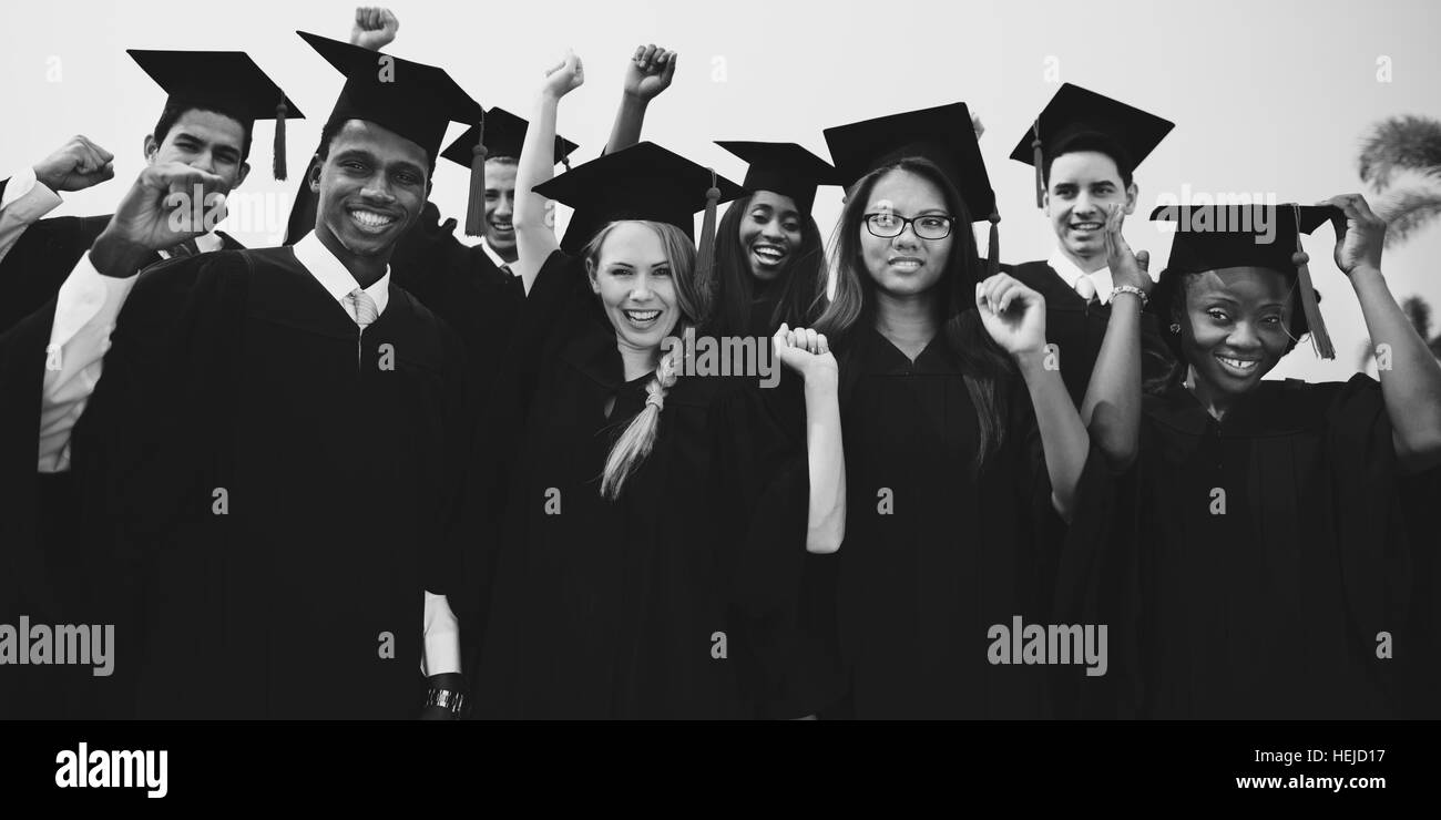 Student at graduation ceremony Black and White Stock Photos & Images ...