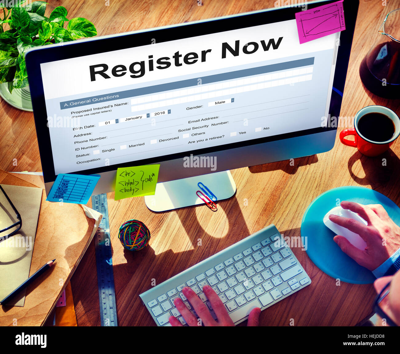 Register Now Application Information Concept Stock Photo - Alamy