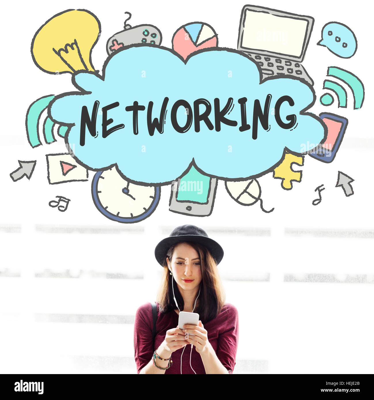 Cloud Bubble Technology Sketch Doodle Concept Stock Photo - Alamy