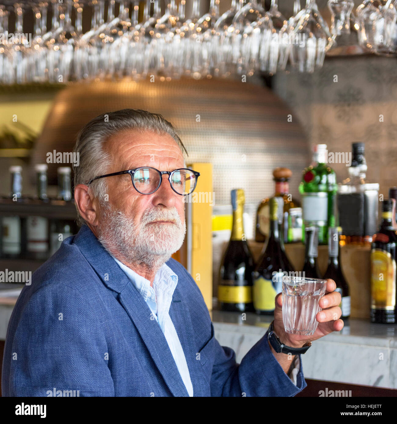 Senior Man Hangout Drinking Alcohol Night Club Concept Stock Photo - Alamy