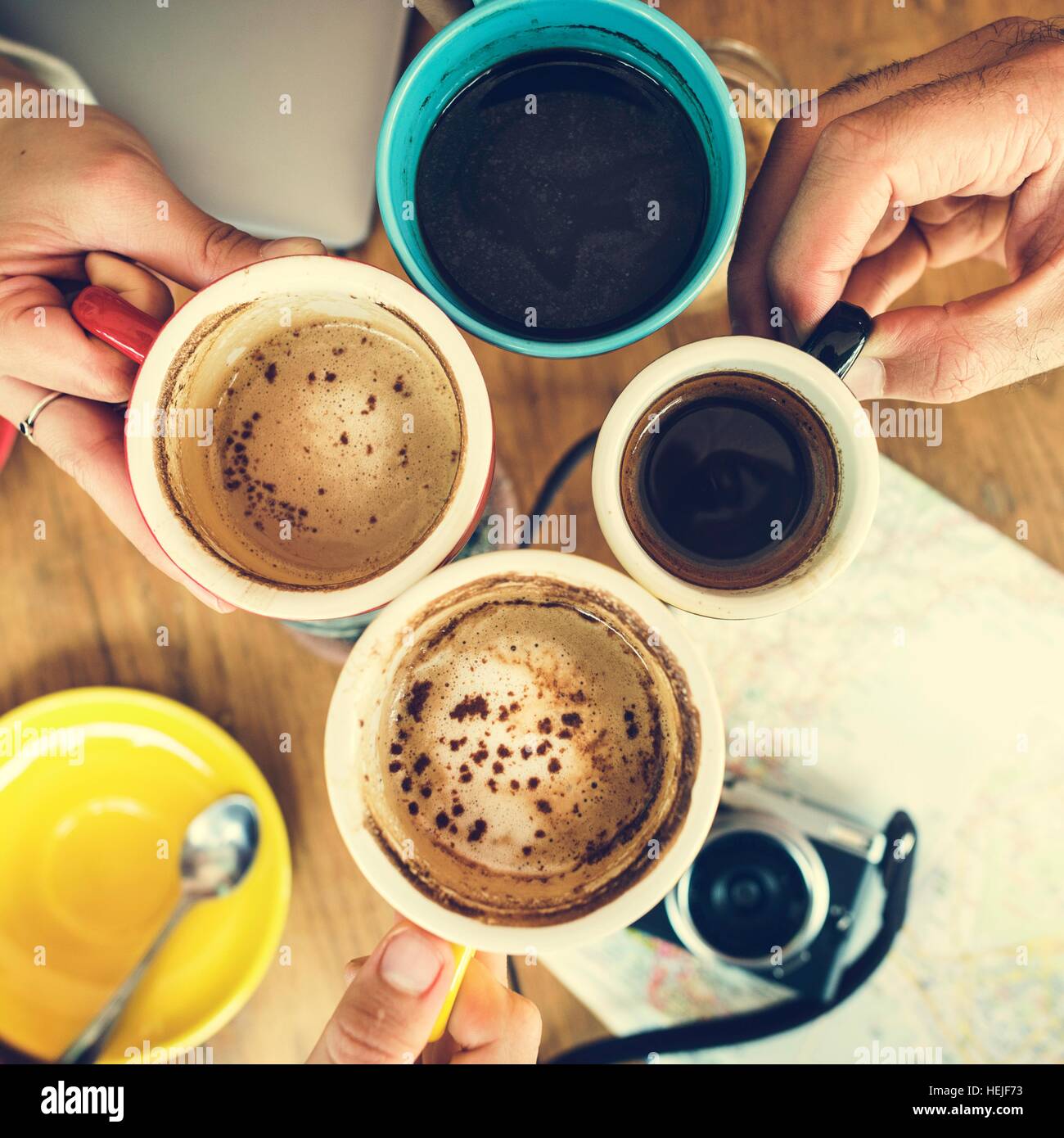 Group Of People Drinking Coffee Concept Stock Photo - Alamy