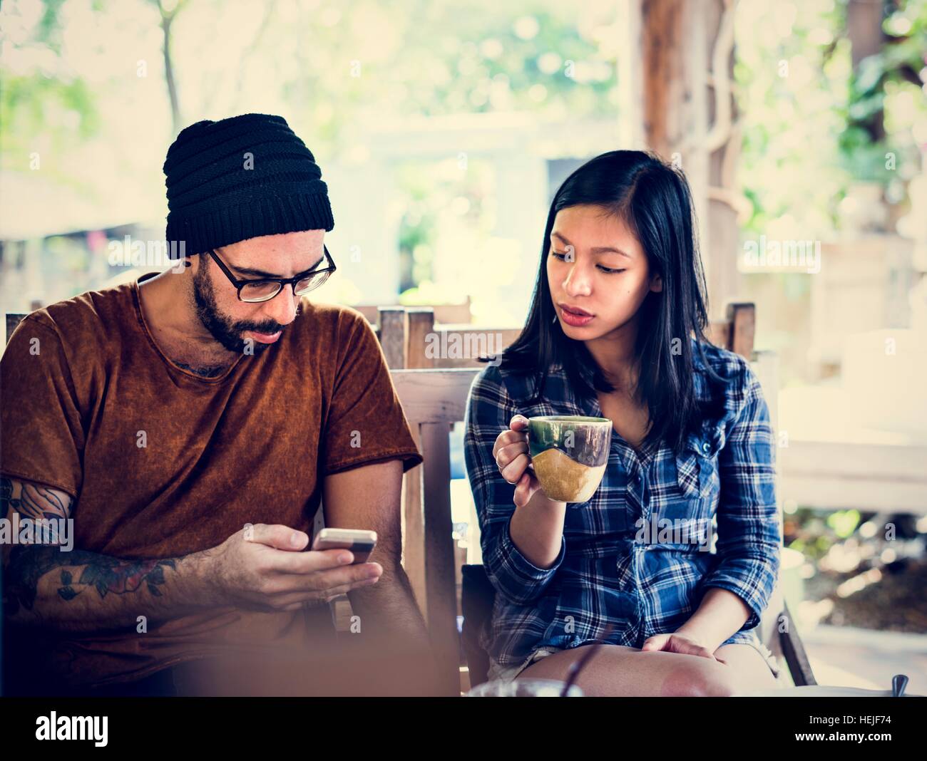 Couple Drinking Coffee Vacation Together Concept Stock Photo - Alamy