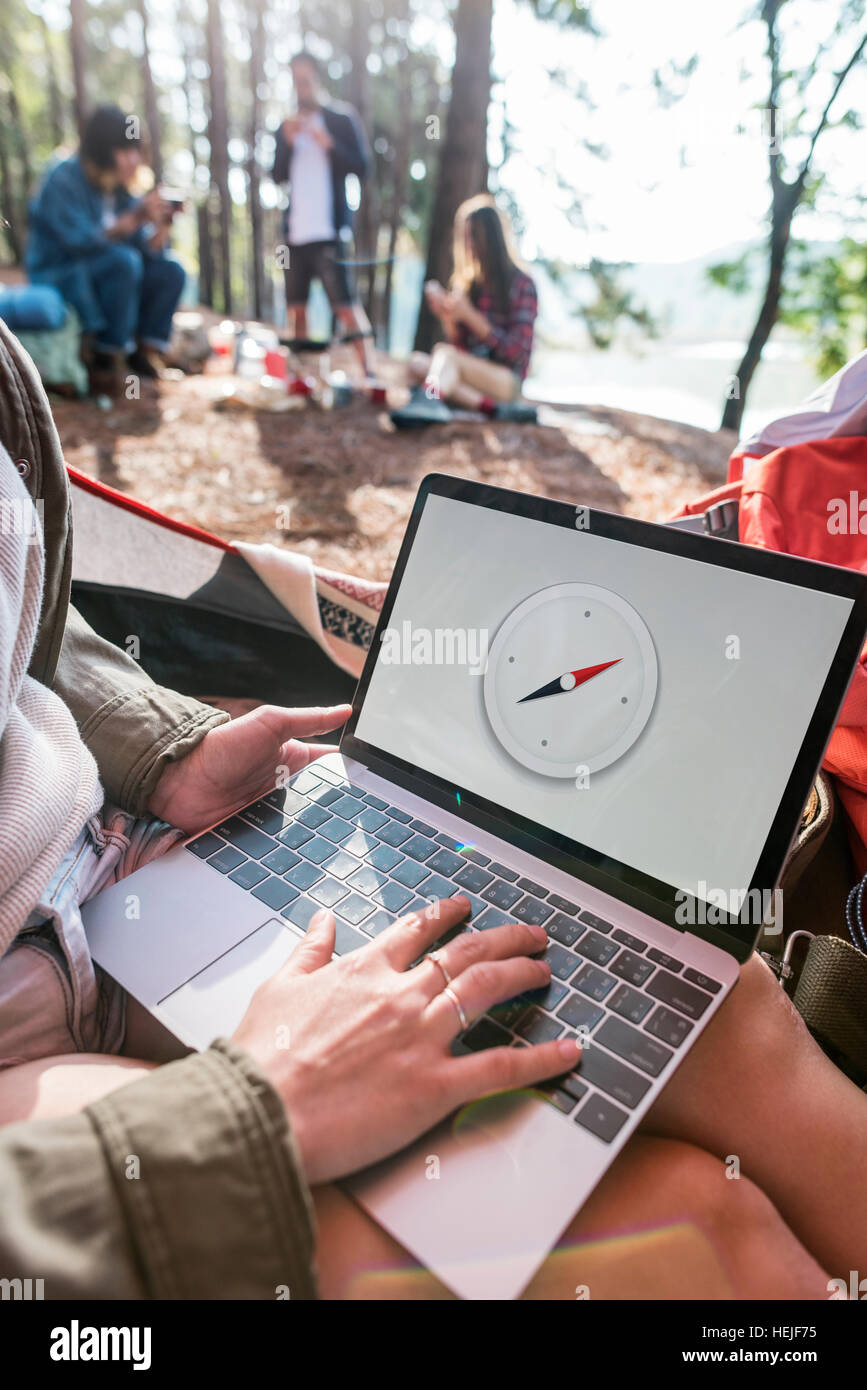 Compas Find Way Road Concept Stock Photo - Alamy