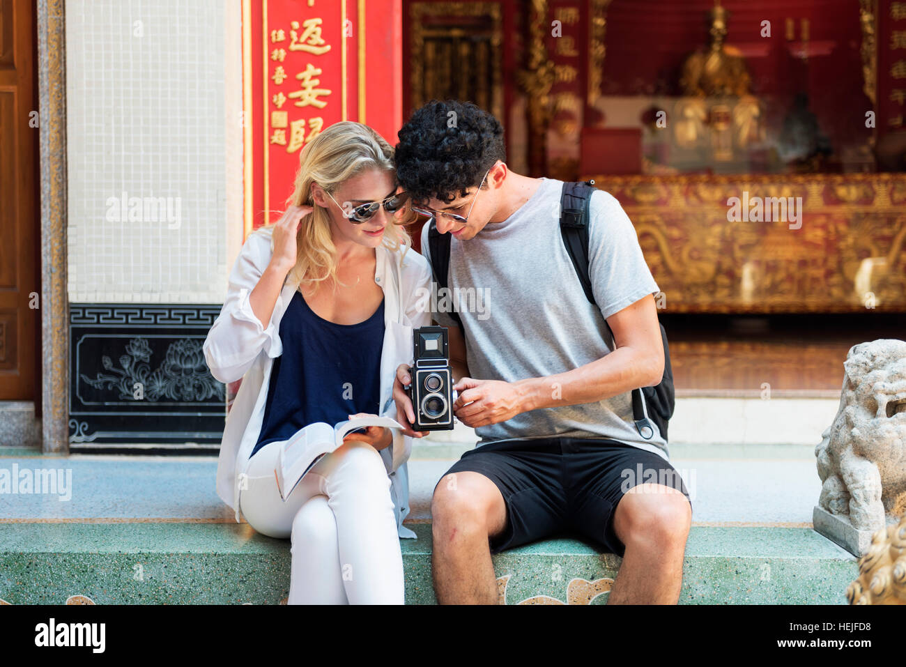 Trave Trip Vacation Camera Photo Memory Couple Concept Stock Photo - Alamy