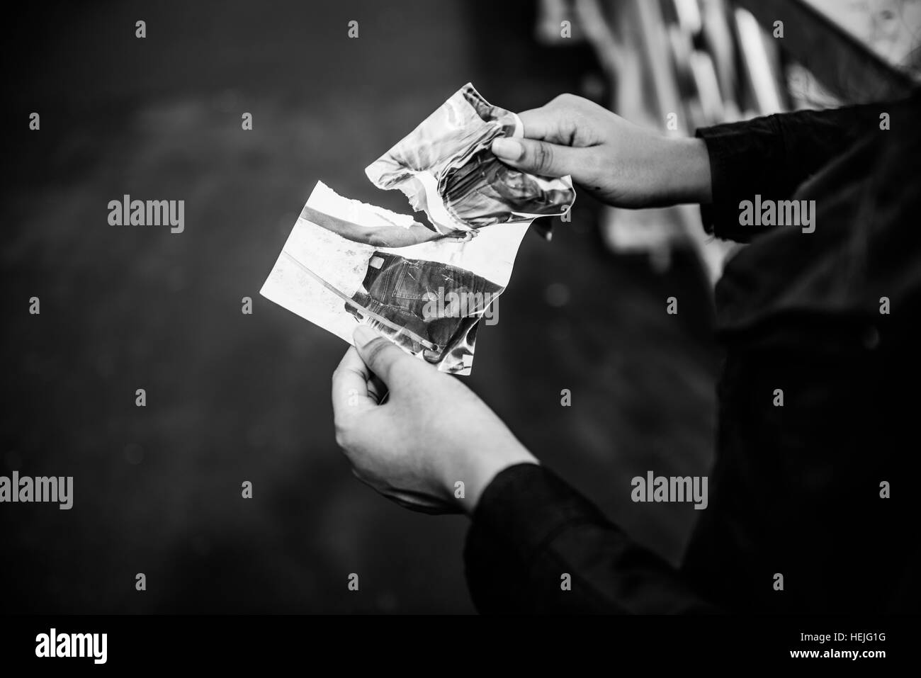 Tearing Photo Torn Apart Breakup Sadness Concept Stock Photo - Alamy