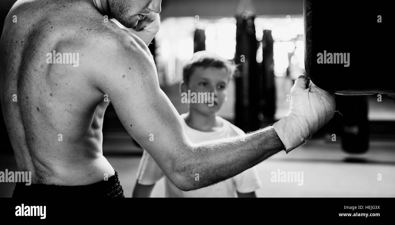 Boy Training Boxing Exercise Movement Concept Stock Photo - Alamy