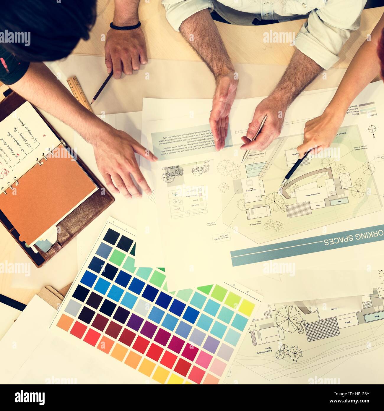 Design Studio Architect Creative Occupation Meeting Blueprint Concept ...