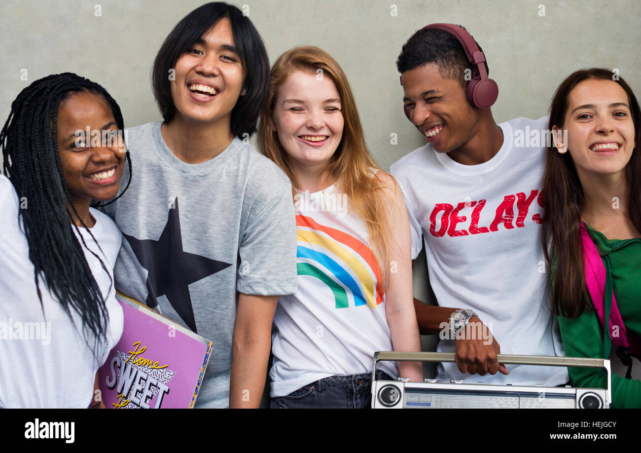 People Friendship Music Radio Entertainment Togetherness Concept Stock ...