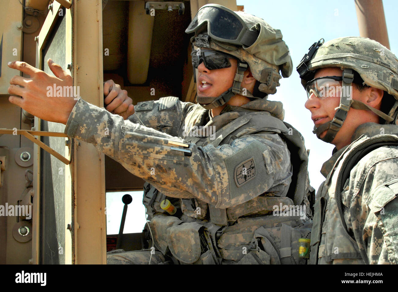 U.S. Army Spc. Andrew Beeson and Pfc. Nicolas Blazak, both attached to Assault and Obstacle ...