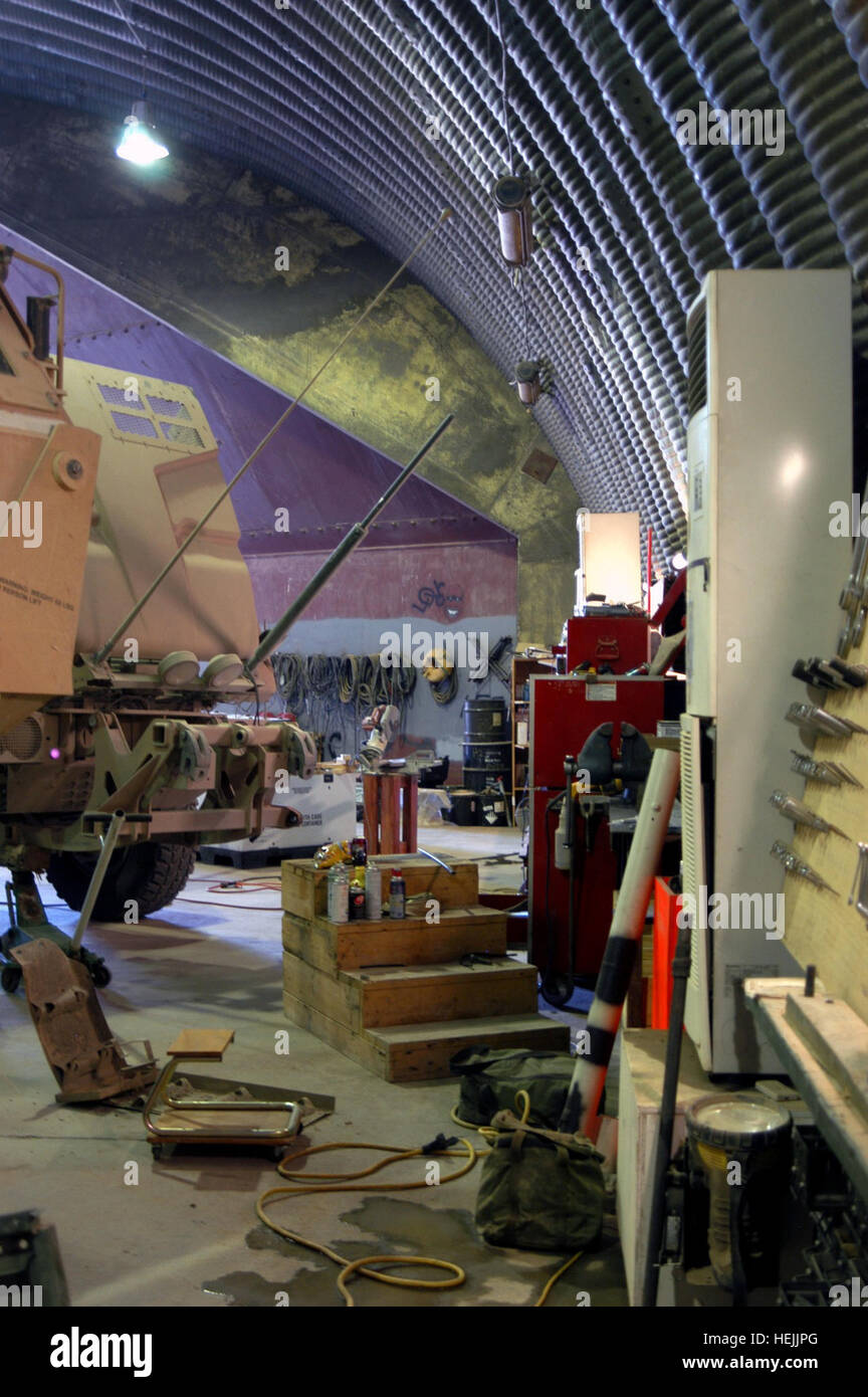 US Army 52570 Formerly an Iraqi Air Force hanger, the maintenance shop ...