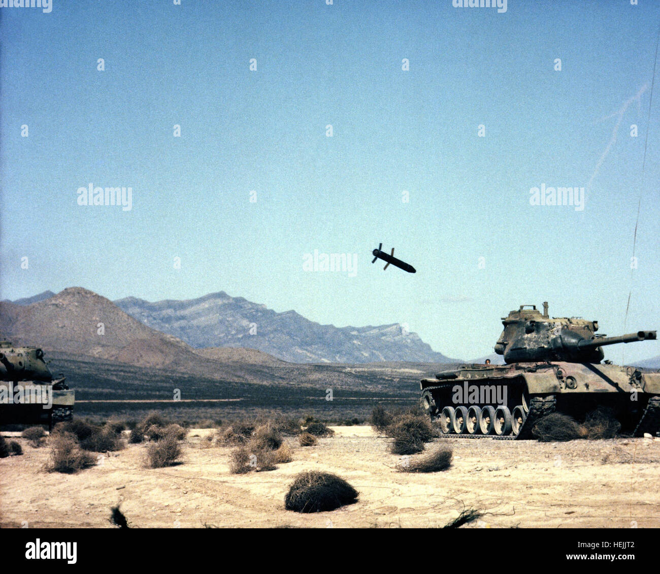 A Copperhead laser-guided anti-tank missile fired from a towed M198 155 ...