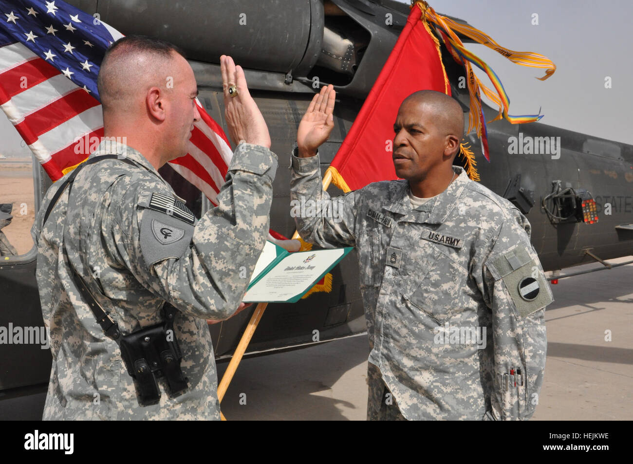 Soldiers from the Indiana National Guard re-enlist at Joint Base Balad ...