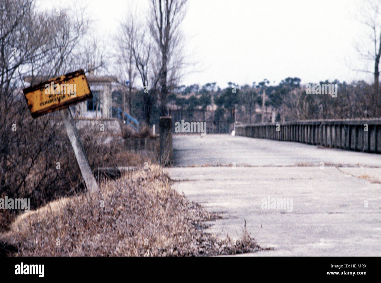 The military demarcation line at "The Bridge of No Return," as seen by ...