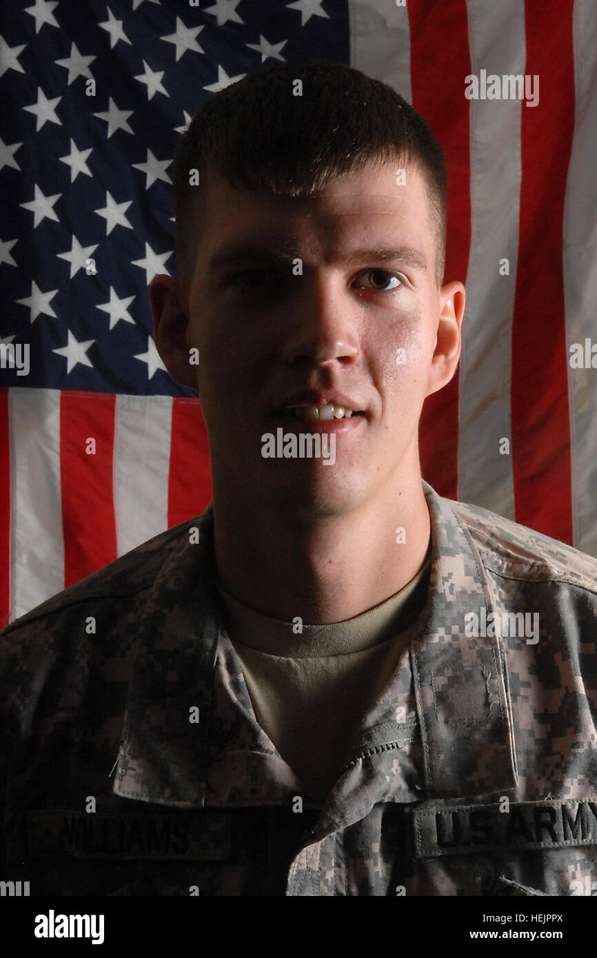 Light emphasizes the left side of Sgt. 1st Class Pierce Williams' face ...