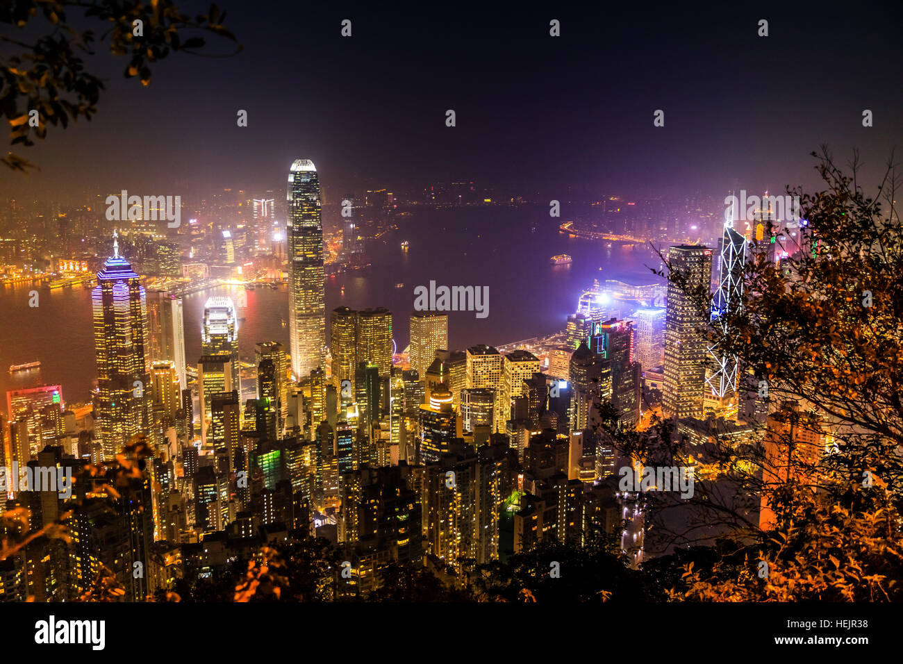 Victoria Peak by night Stock Photo - Alamy