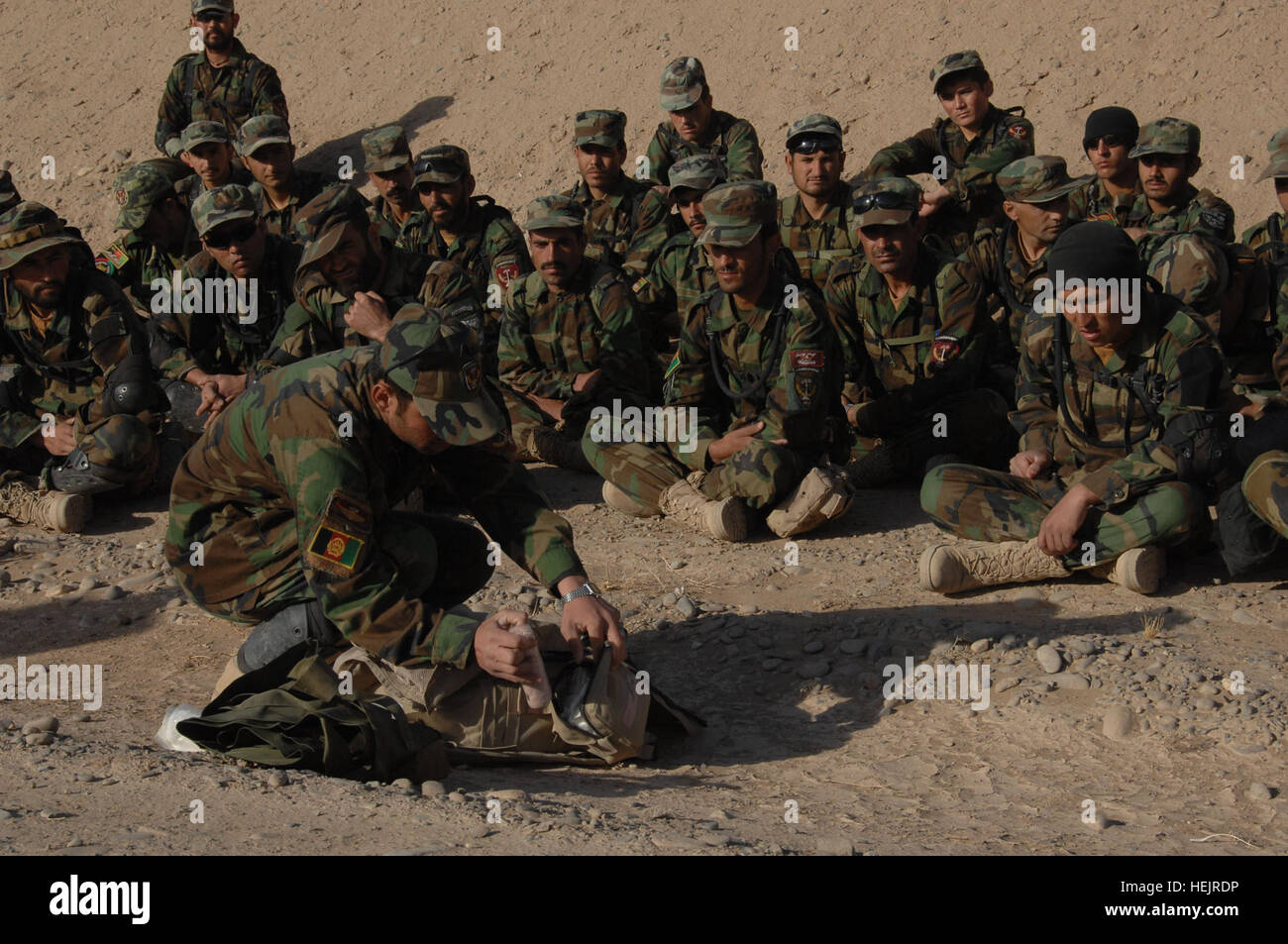 An Afghan commando medic instructs other Afghan commandos about what ...