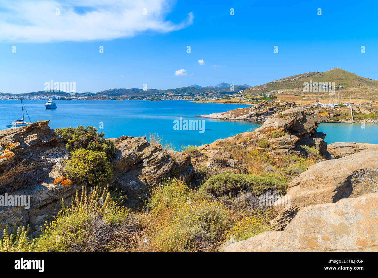 Beautiful coast of Paros island in Monastiri bay, Greece Stock Photo ...