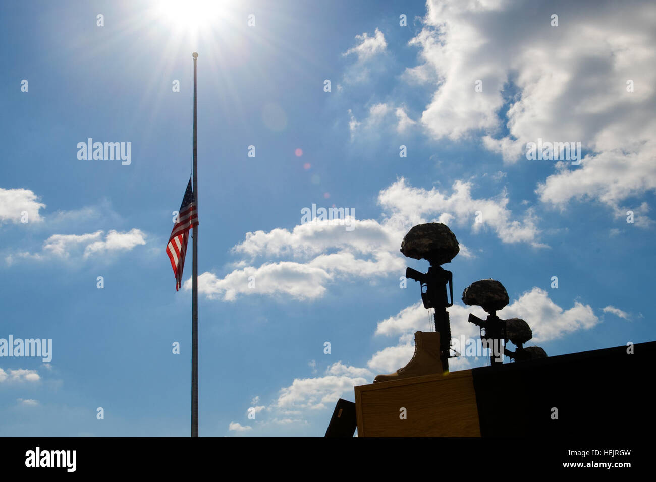 Flickr - The U.S. Army - Flags lowered at Fort Hood Stock Photo - Alamy