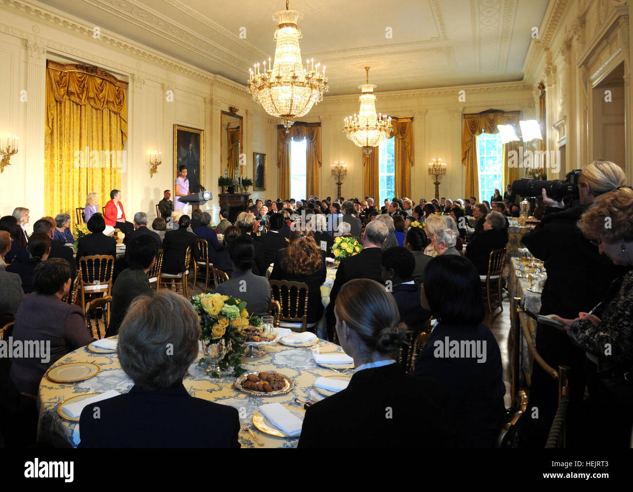 First Lady Michelle Obama addresses guests of the Women in the Military ...