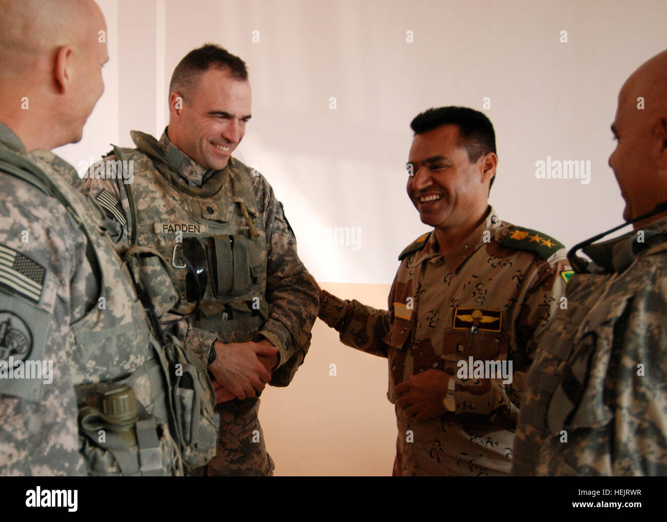 U.S. Army Lt. Col. Michael Fadden, left, commander of the 1st Battalion ...