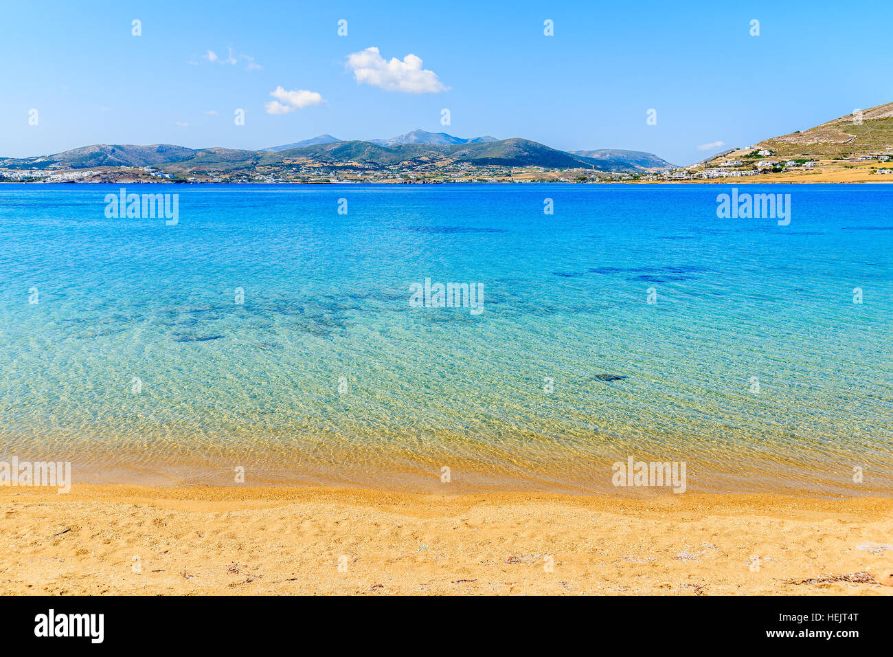 Beautiful beach with crystal clear sea water of Monastiri bay on Paros ...