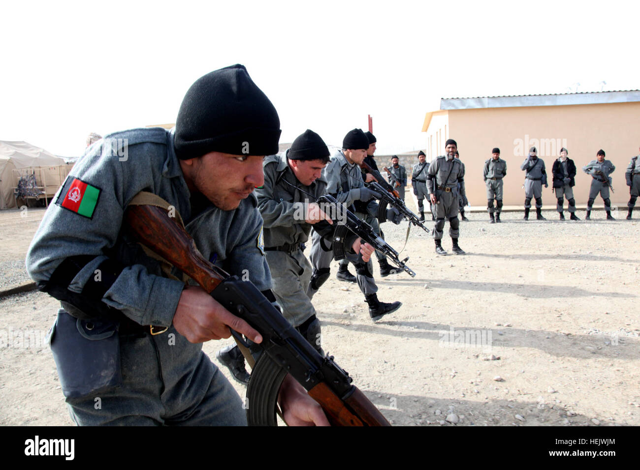 The Afghan national police practice reflexive fire movement during the ...