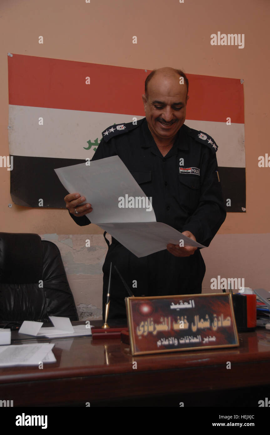 Iraqi Police Col. Sadiq, commander of the Dhi Qar police media cell ...